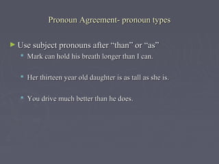 Subject verb agreement+pronoun agreement. | PPT