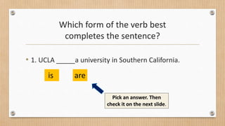Subject verb agreement review | PPTX