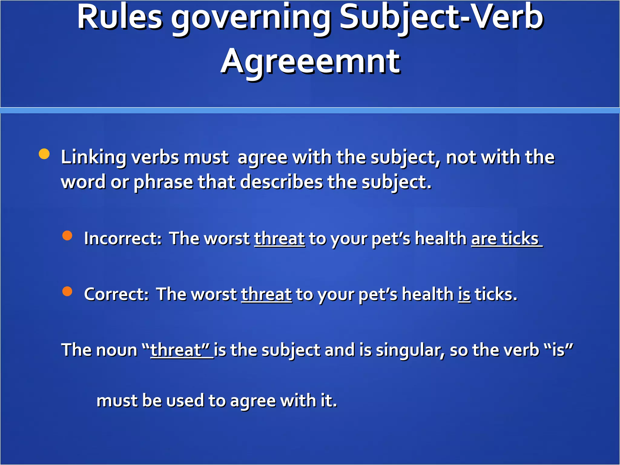 Subject verb agreement rules | PPT