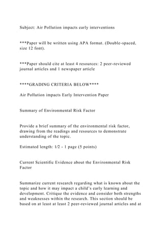 Subject Air Pollution impacts early interventionsPaper wil.docx