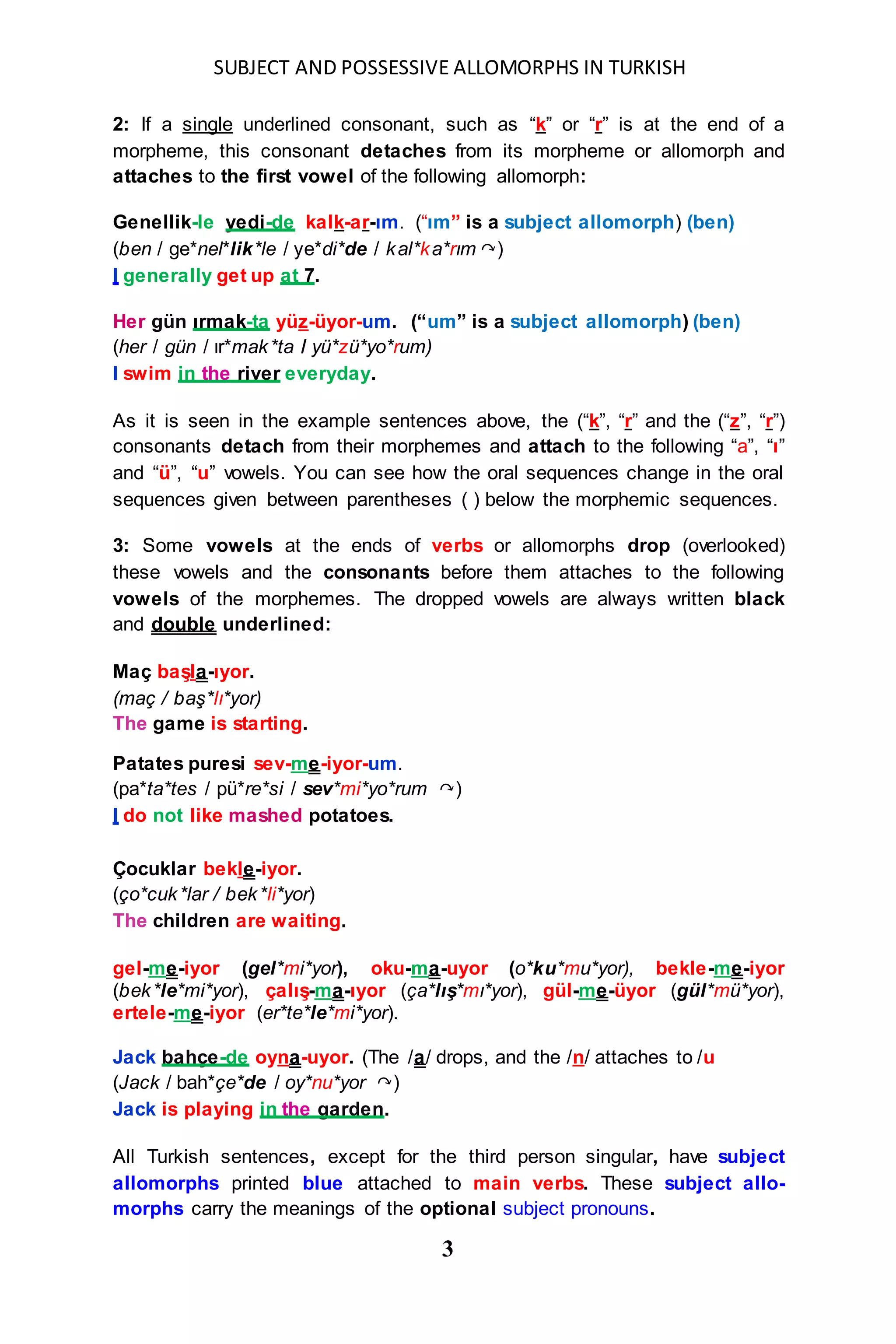 Subject allomorphs and possessive allomorphs in turkish yuksel goknel ...