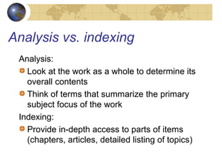 Subject analysis, an introduction | PPT