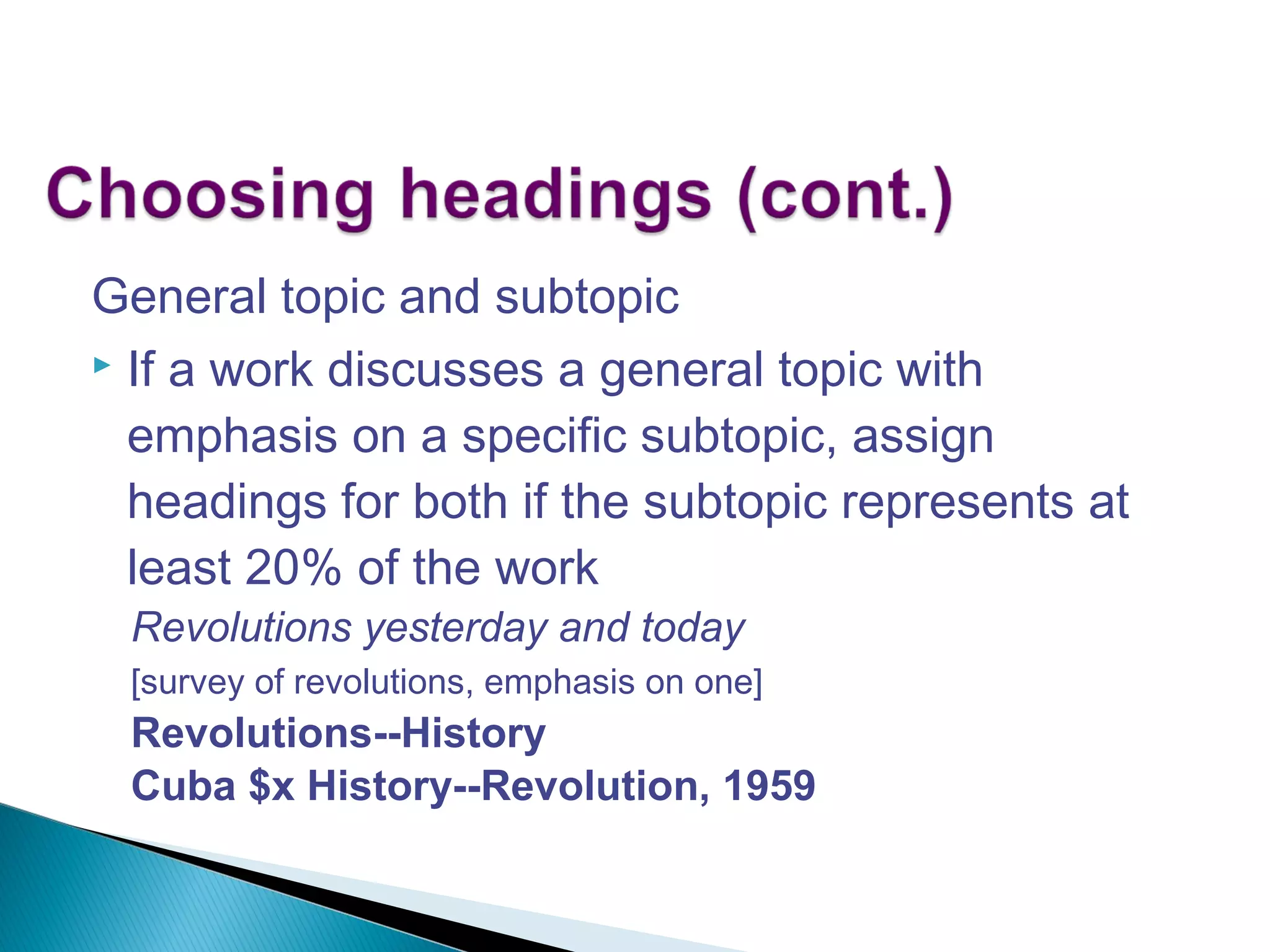 Subject analysis, lcsh part 2 | PPT