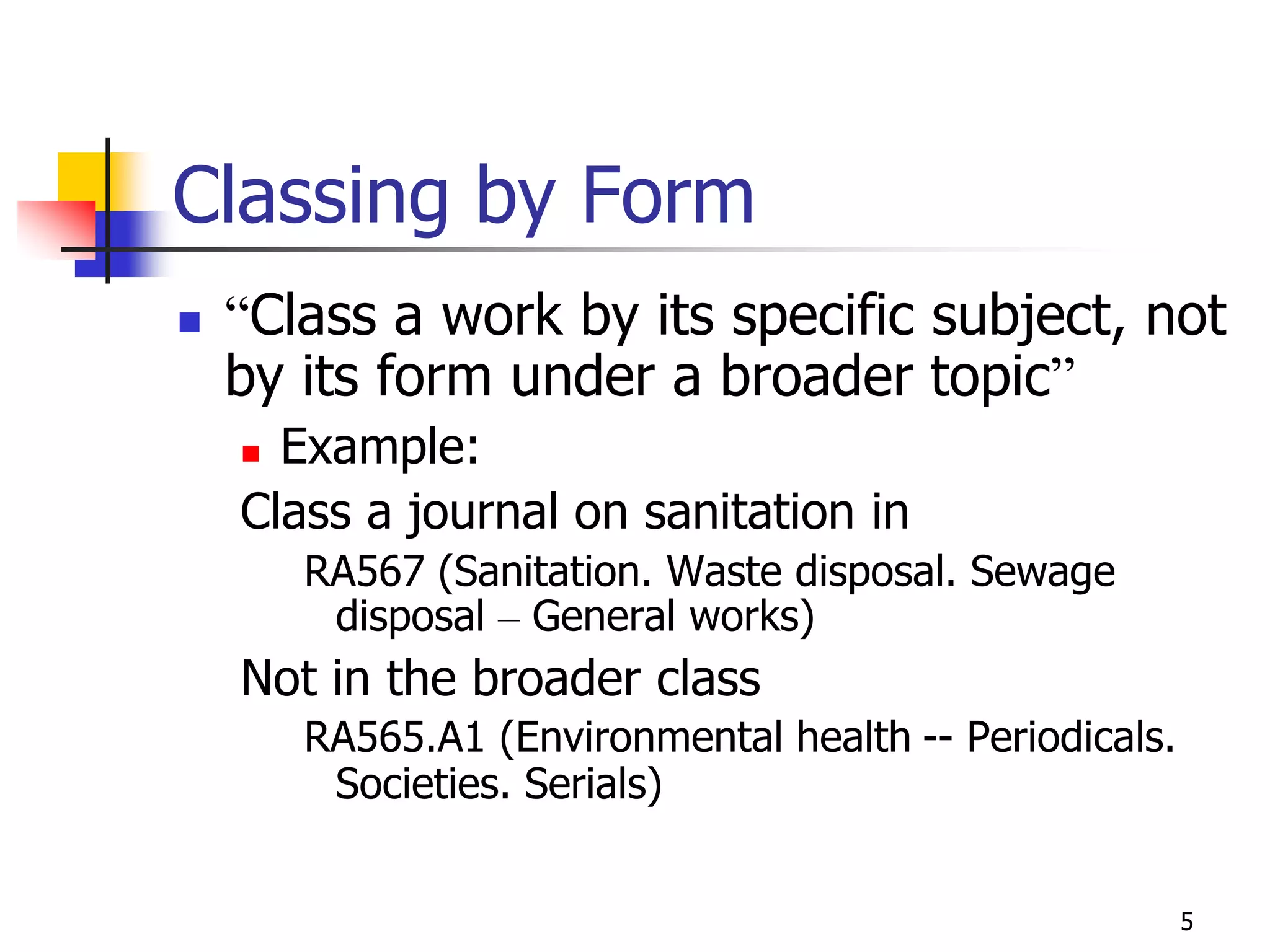 Subject analysis, library of congress classification, part 2 | PPT