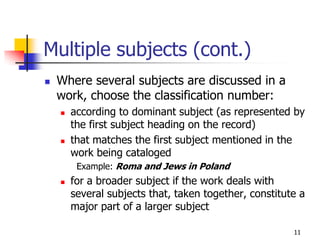 Subject analysis, library of congress classification, part 2 | PPT