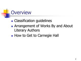 Subject analysis, library of congress classification, part 2 | PPT