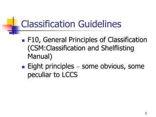 Subject analysis, library of congress classification, part 2 | PPT