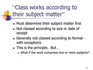 Subject analysis, library of congress classification, part 2 | PPT