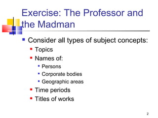 Subject analysis, process of subject analysis | PPT