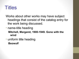 Subject analysis, structure and syntax of lcsh | PPT