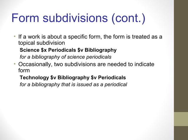 Subject analysis, structure and syntax of lcsh | PPT