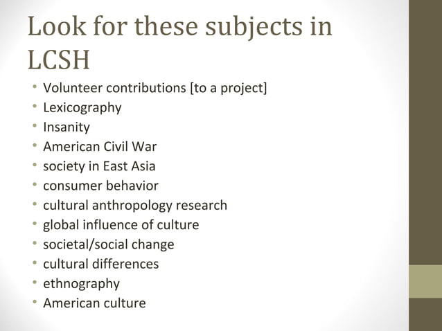 Subject analysis, structure and syntax of lcsh | PPT