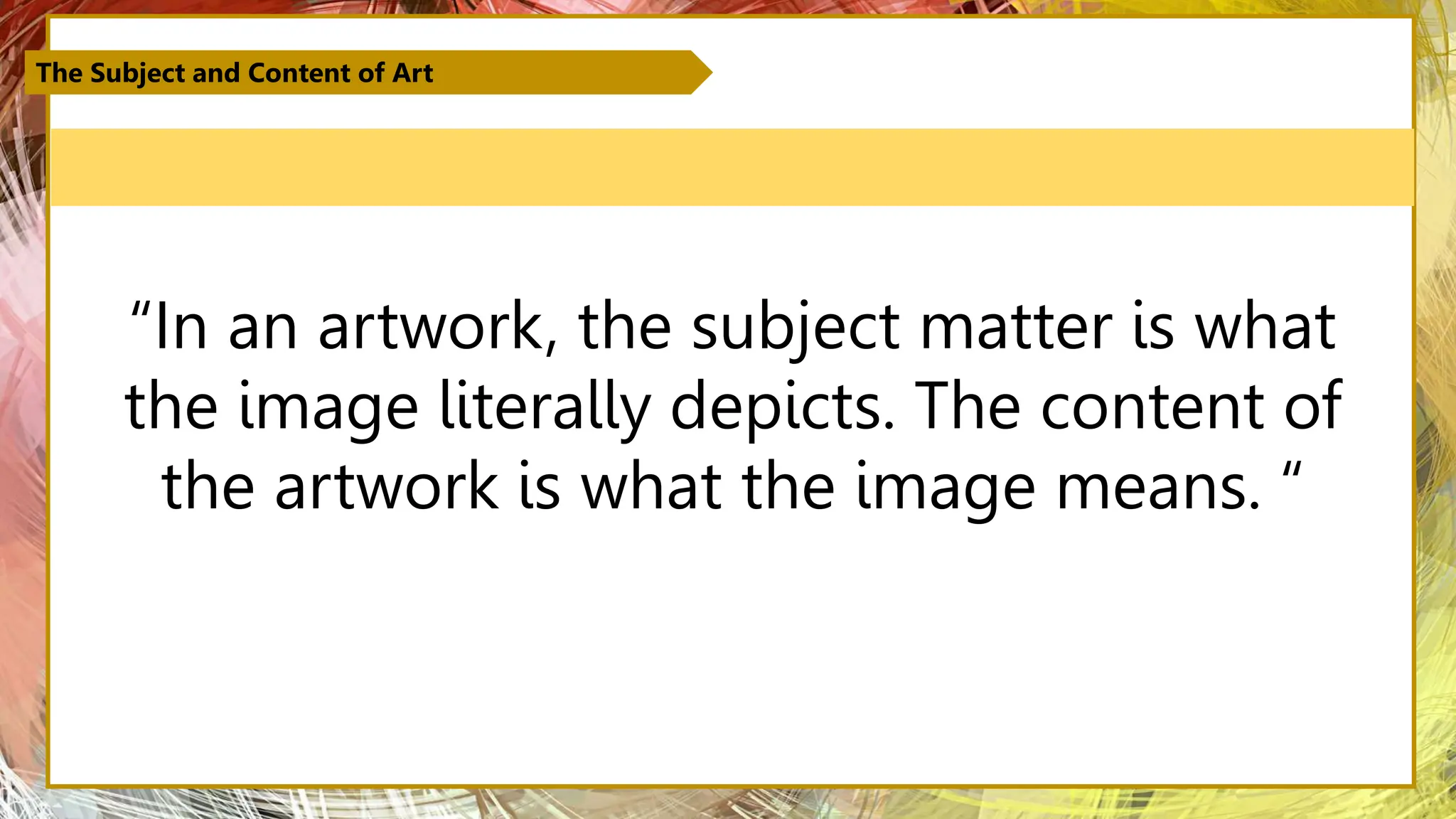 Art Appreciation: Subject and Content ; Kinds and Sources of Subjects ...