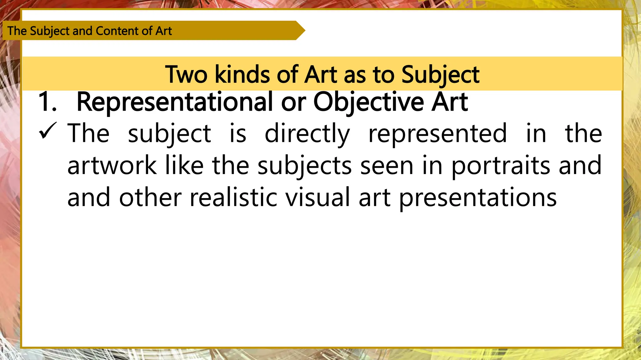 Art Appreciation: Subject and Content ; Kinds and Sources of Subjects ...