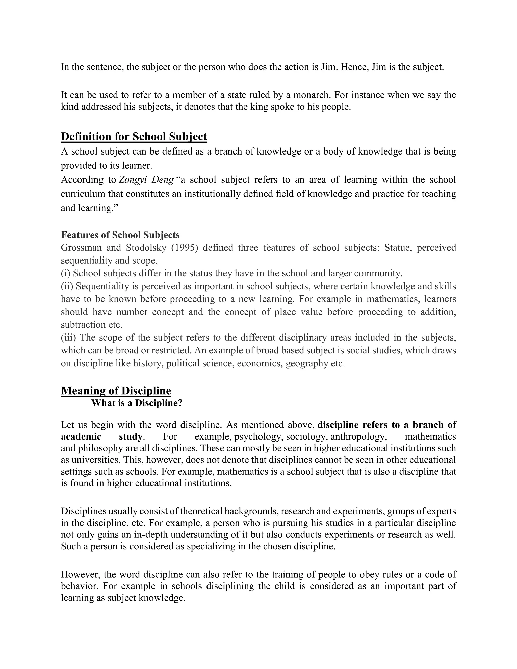 Subject and discipiline | PDF
