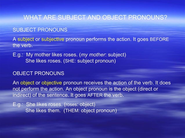 Subject and object pronouns | PPT
