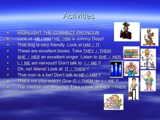 Subject and object pronouns | PPT