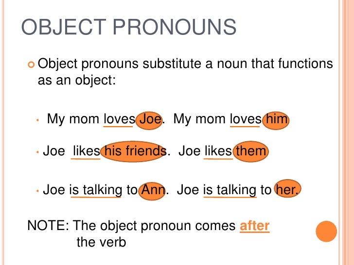 Subject and object pronouns