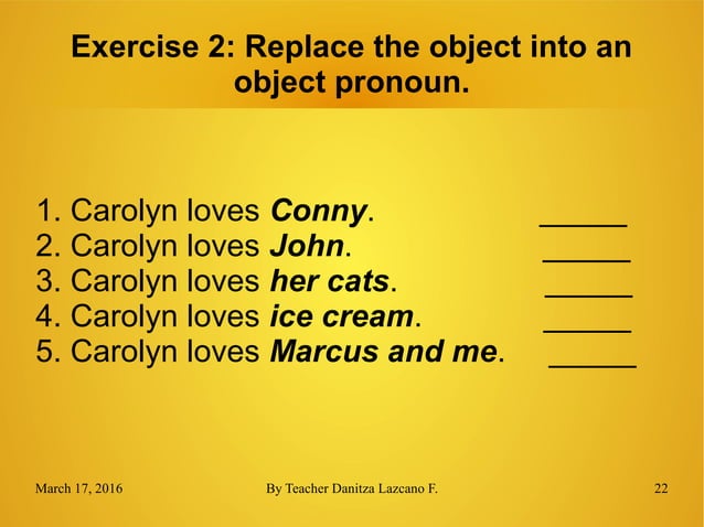Subject and Object Pronouns | PPT | Education