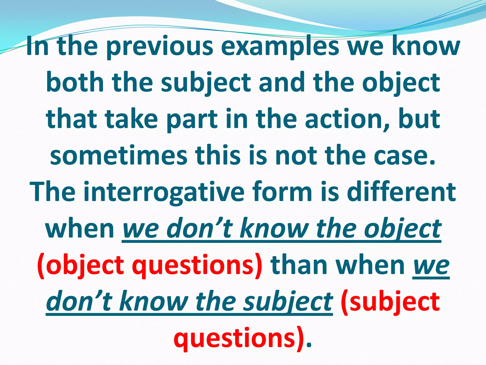 Subject and object questions | PPTX