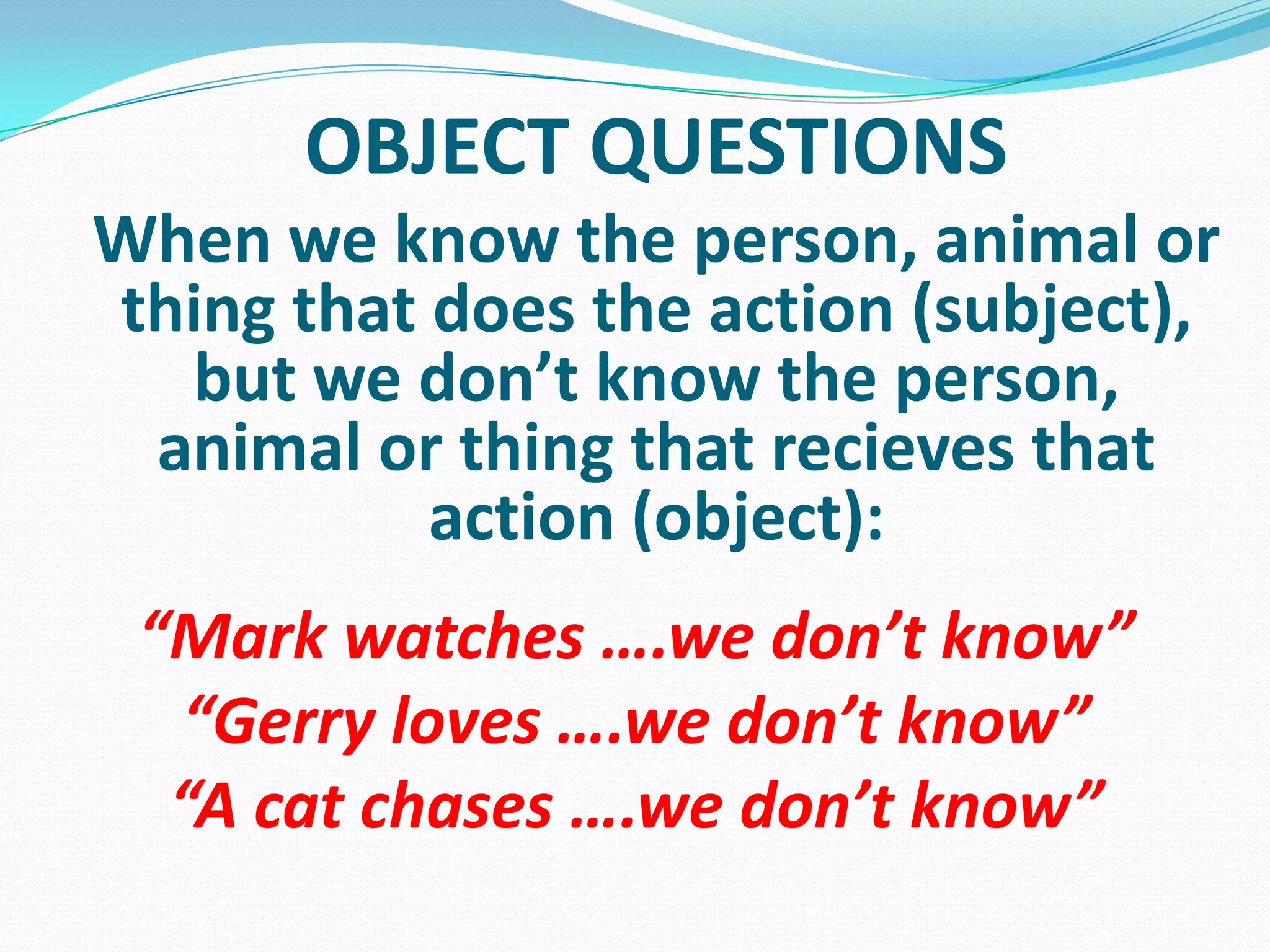Subject and object questions | PPTX