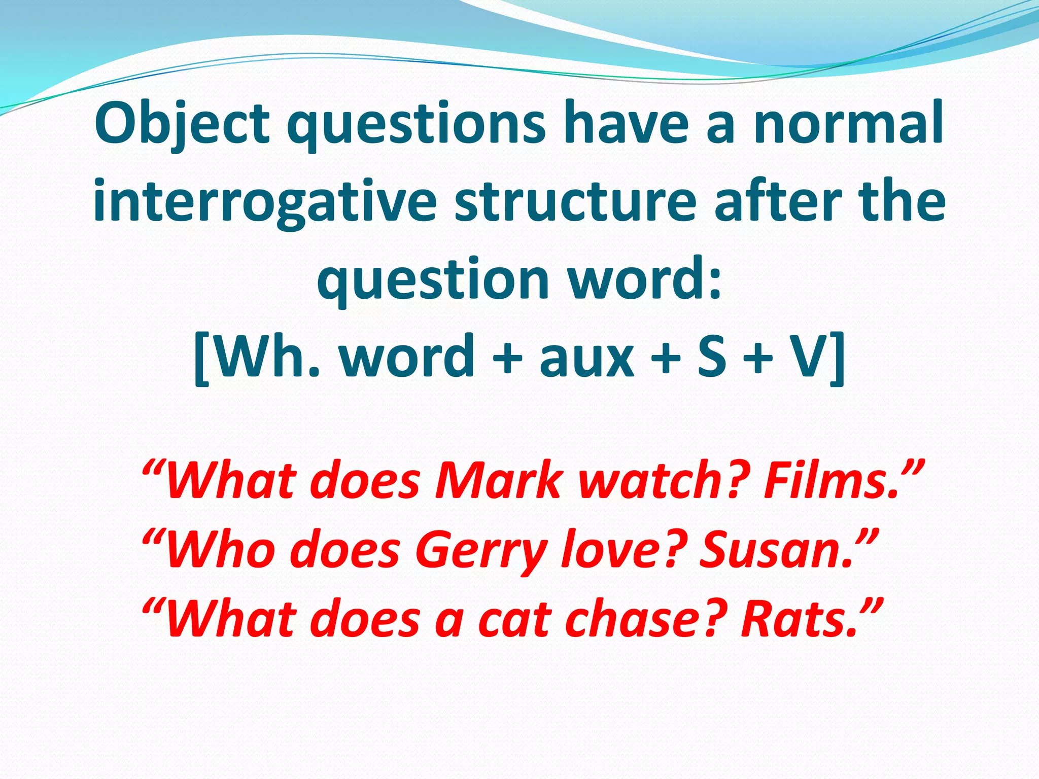 Subject and object questions | PPTX