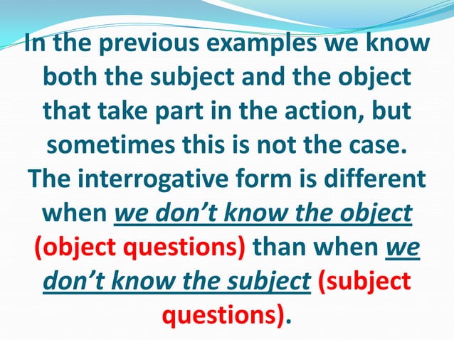 Subject and object questions | PPTX