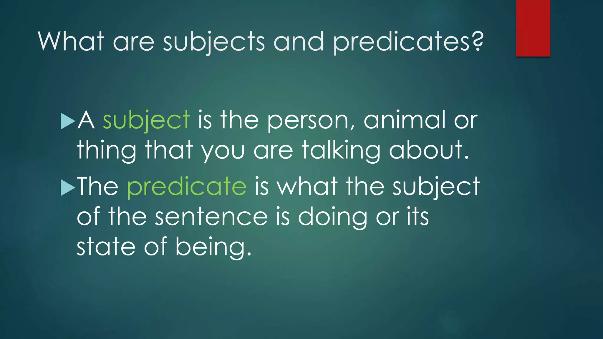 Subject and predicate TIRG | PPTX