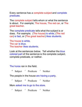Subject and predicate | DOCX