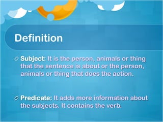 Subject and predicate- English grammar | PPT