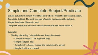 Subject and Predicate 7th grade grammar PPPT | PPTX