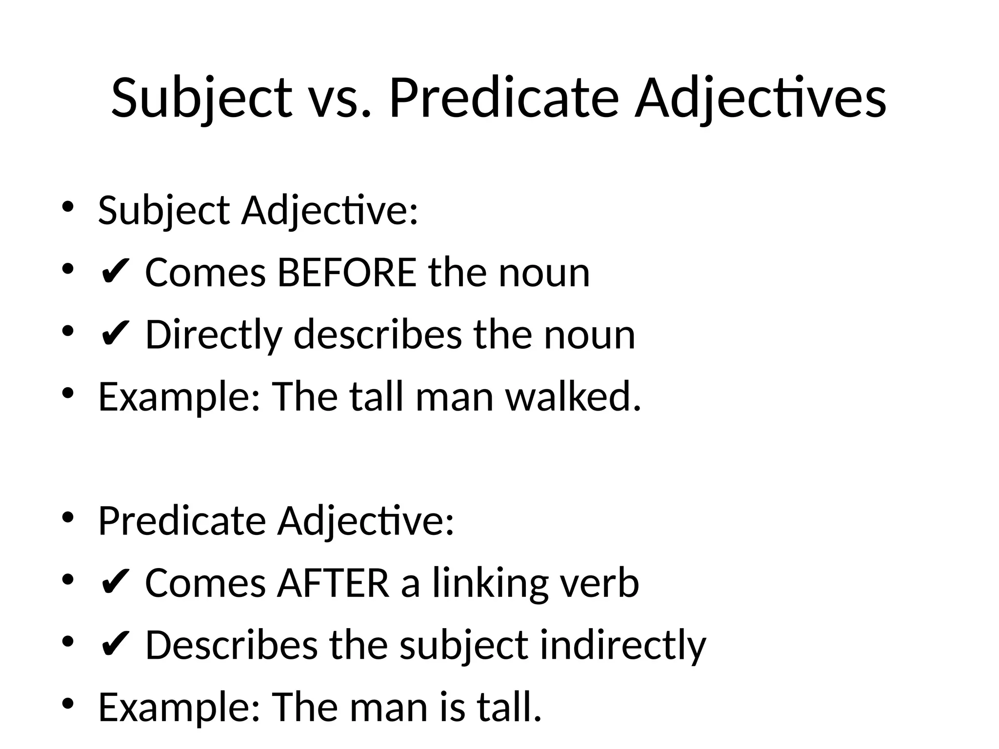 Subject and Predicate Adjectives Lesson 1 | PPTX