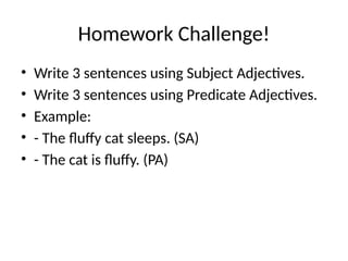 Subject and Predicate Adjectives Lesson 1 | PPT