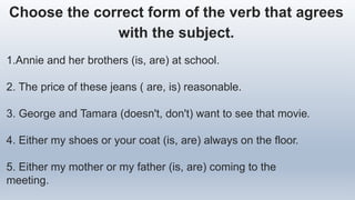 English Lesson: Subject and Verb Agreement | PPT
