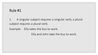 Subject and Verb Agreement | PPTX