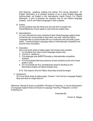 Sample of Semi Detailed Lesson Plan | DOCX