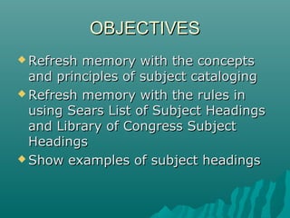 Subject cataloging | PPT