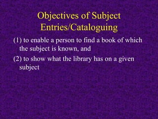 Subject cataloguing | PPT