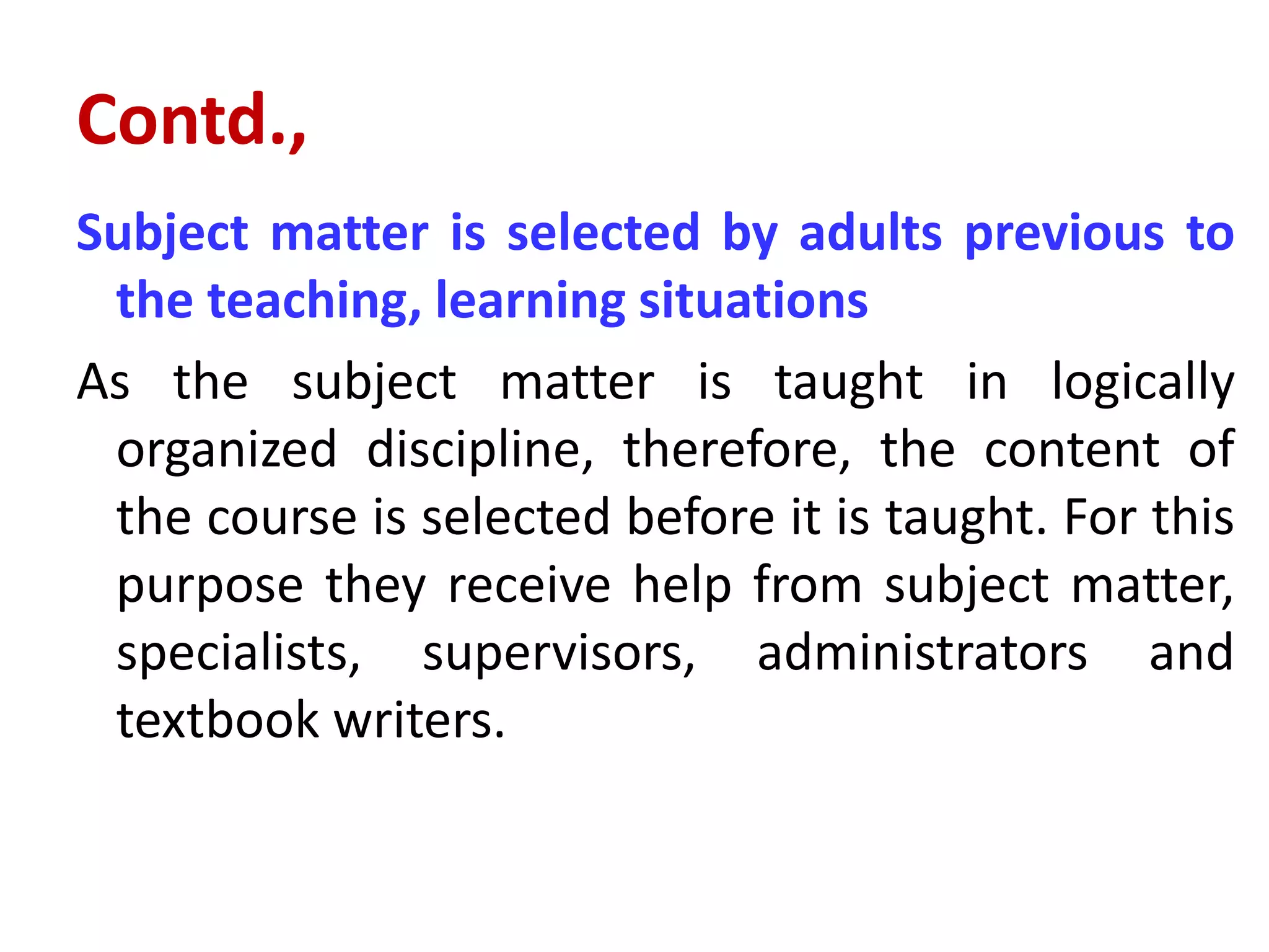 Subject centred curriculum | PPTX
