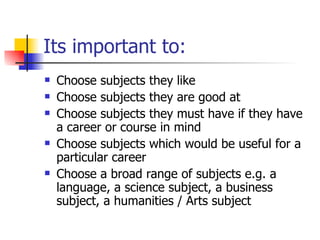 Subject choice night presentation | PPT