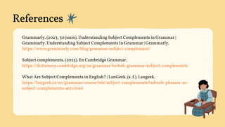 Presentación en inglés del complemento del sujeto en inglés (subject ...