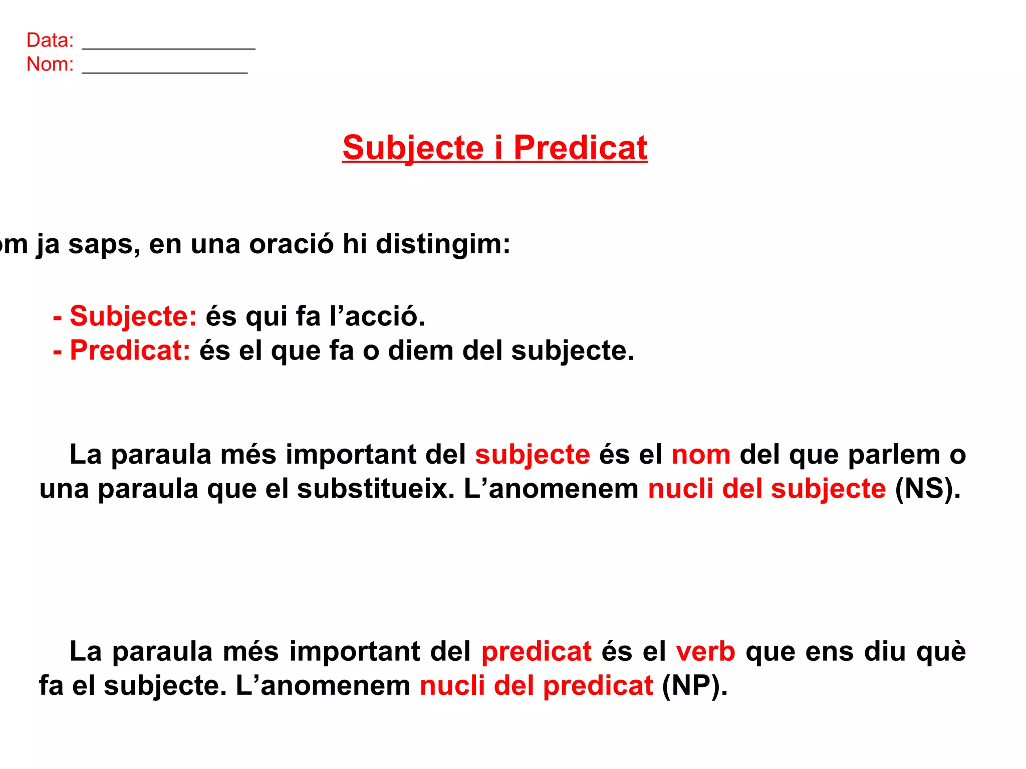 Subjecte i predicat4 | PPT