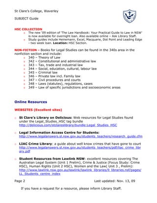 Subject Guide - Legal Studies Stage 6 | PDF