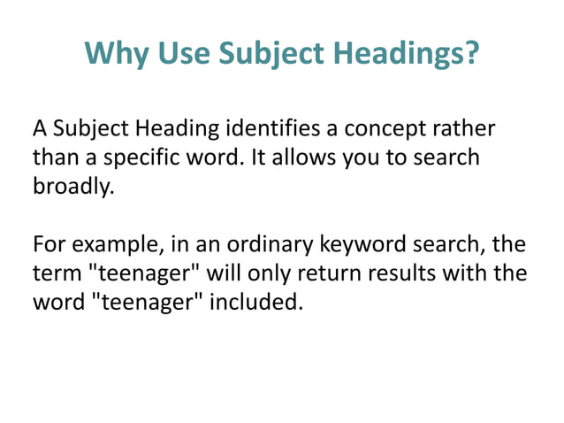 Subject Headings | PPTX