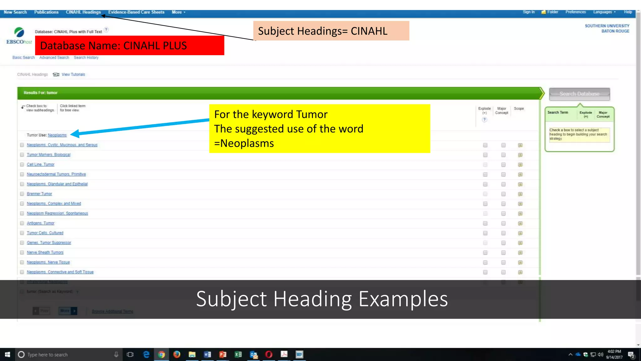 Subject headings | PPTX