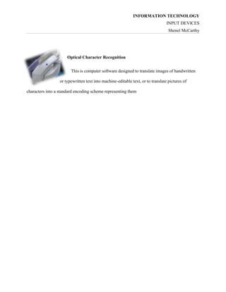 Input Devices | DOCX | Computer Peripherals | Computing