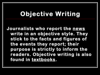 Subjective vs. Objective Writing | PPT