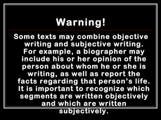 Subjective vs. Objective Writing | PPT