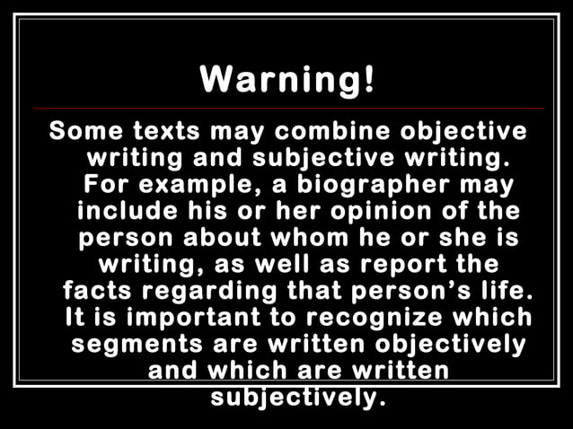 Subjective vs. Objective Writing | PPT