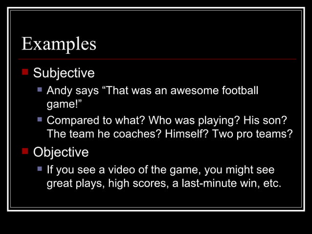 Subjective vs. Objective Writing | PPT
